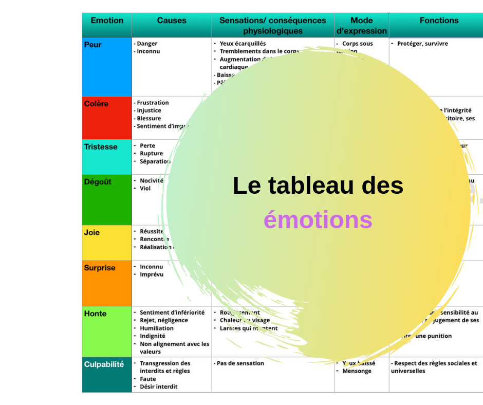 Projet en cours : le tableau des émotions - Papa positive