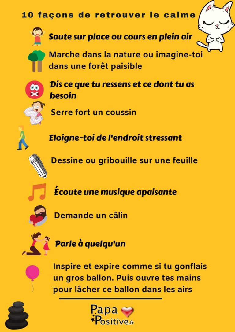 10 façons de retrouver le calme (affiche gratuite) - Papa positive