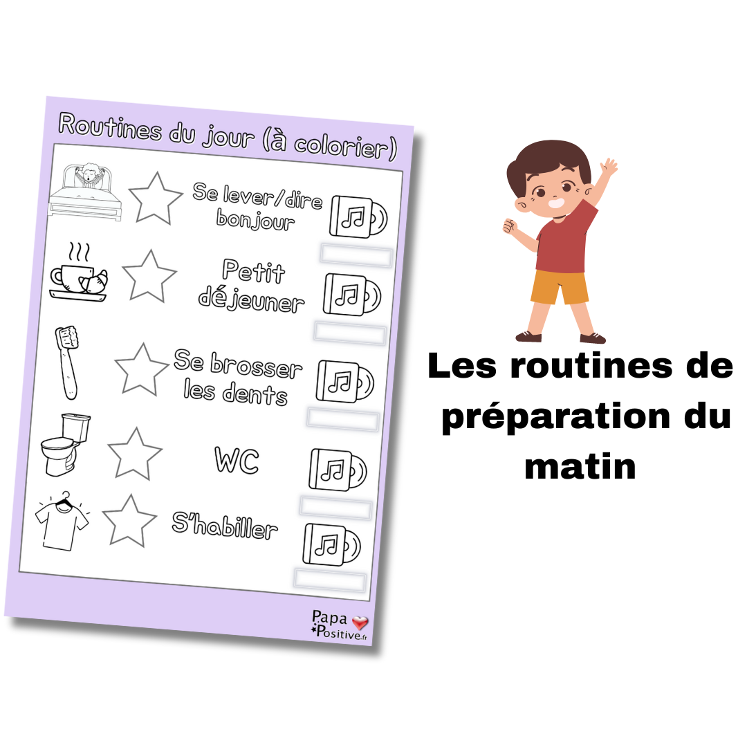 La feuille des routines du matin (à colorier) - Papa positive