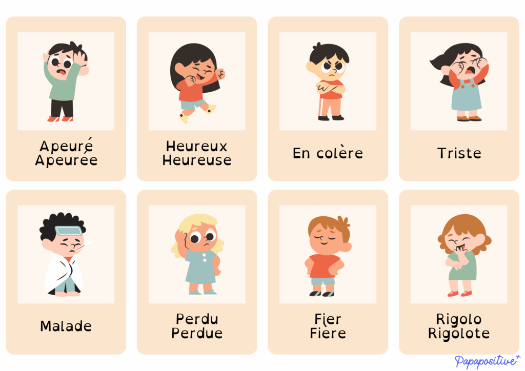 32 cartes humeur-émotions-sentiments des enfants - Papa positive