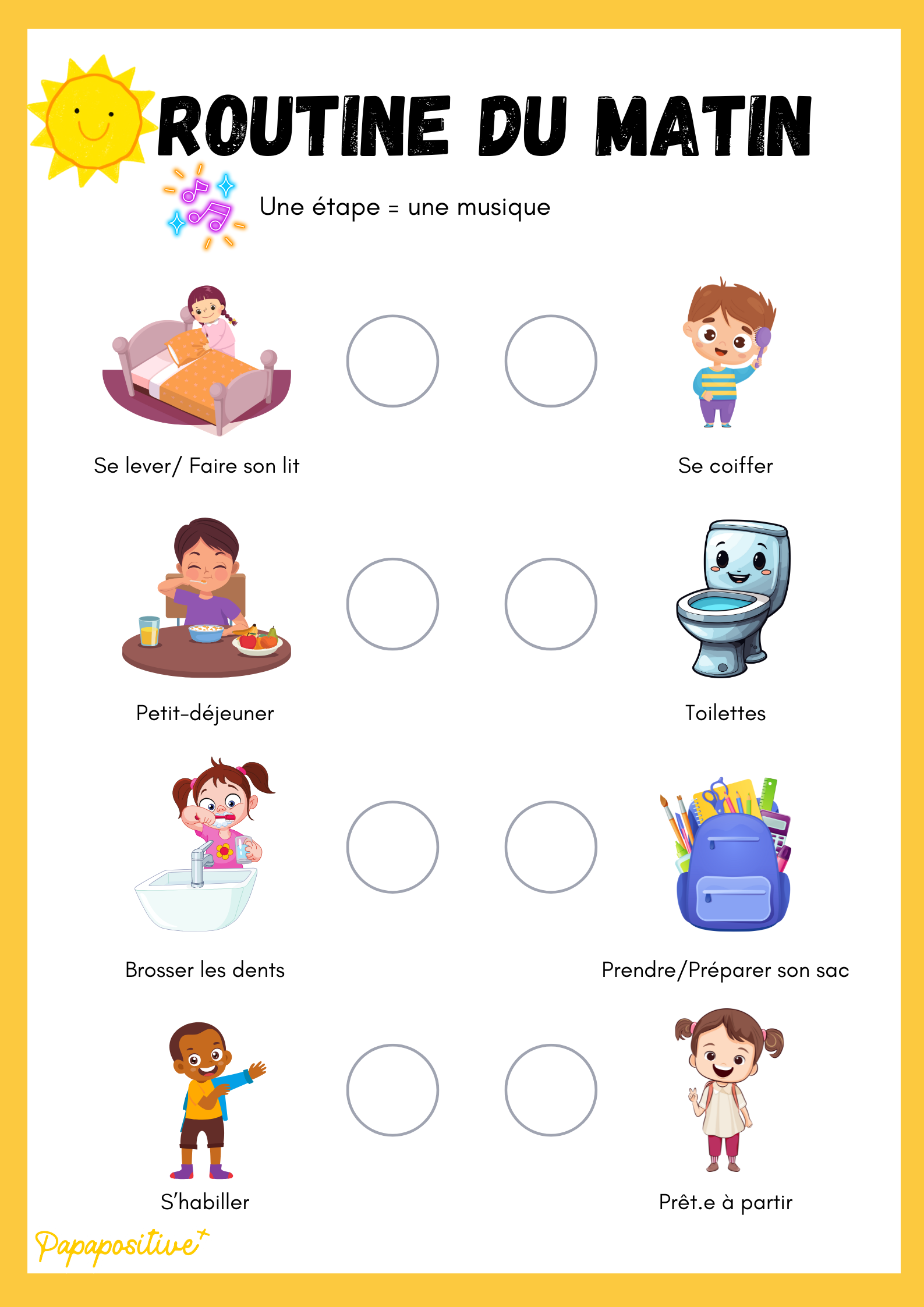 Routine du matin : une check-list à imprimer - Papa positive